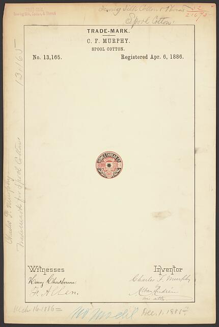Photo:C. F. Murphy for Howes Thread Co. Bonne Soie brand Spool Cotton ...